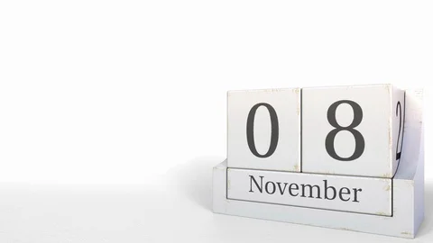 November 8 date on wood bricks calendar.... | Stock Video | Pond5