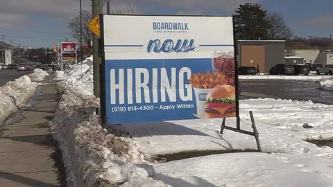 Now hiring sign at fast food restaurant ... | Stock Video | Pond5