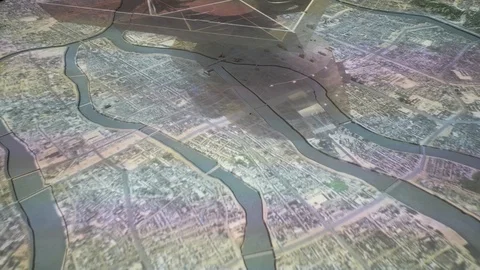 Nuclear bomb on city simulation in museu... | Stock Video | Pond5
