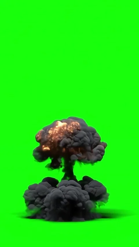 nuclear explosion on green background | Stock Video | Pond5