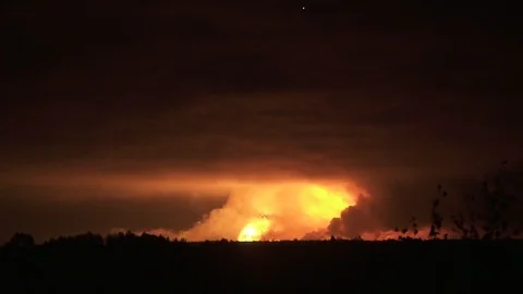 Nuclear explosion with a huge shock wave... | Stock Video | Pond5