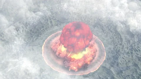 Nuclear explosion with large shockwave o... | Stock Video | Pond5