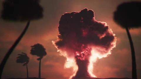 nuclear explosion test island bomb 3D Re... | Stock Video | Pond5