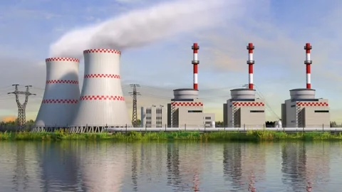 Nuclear power plant - 3d animation | Stock Video | Pond5