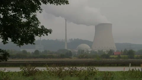nuclear power plant with emissions from ... | Stock Video | Pond5