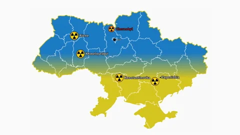 Nuclear power plants in Ukraine. Map ani... | Stock Video | Pond5