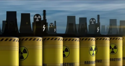 Nuclear radioactive waste barrels in row... | Stock Video | Pond5