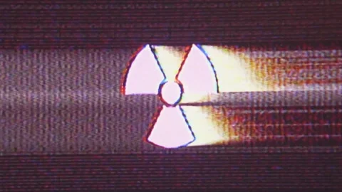 Nuclear warning sign, glitch art, retro,... | Stock Video | Pond5