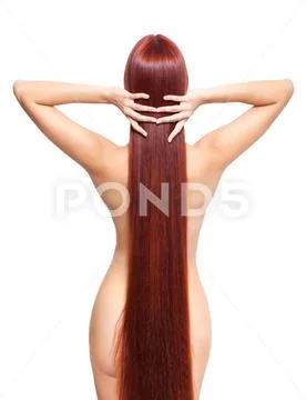 Nude woman with long red hair Portrait of beautiful young nude woman with ... ~ Hi Res #229017563