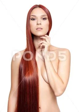 Nude woman with long red hair Portrait of beautiful young nude woman with ... ~ Premium Photo ...