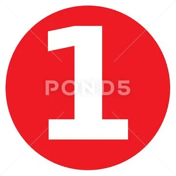 The Number 1 Big Red Dot Letters And Numbers White Capitalized Font On ...