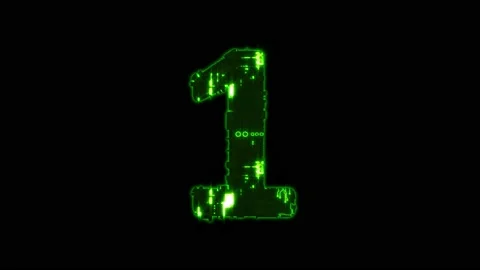 number 1 - cybernetic matrix style green... | Stock Video | Pond5