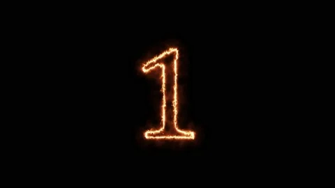 Number 1 fire. Animation on a black back... | Stock Video | Pond5