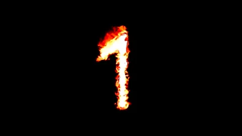 Number 1 with fire effect on plain black... | Stock Video | Pond5