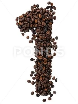 Photograph: Number 1 made from roasted coffee beans on transparent ...