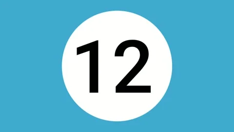 Number 12 cartoon animation on blue back... | Stock Video | Pond5