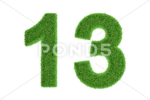 Number 13 with a green grass texture: Graphic #30084849