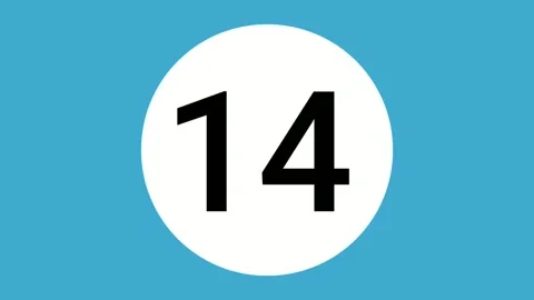 Number 14 cartoon animation on blue back... | Stock Video | Pond5