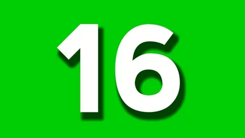Number 16 sixteen cartoon animation on g... | Stock Video | Pond5