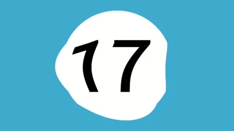 Number 17 cartoon animation on blue back... | Stock Video | Pond5
