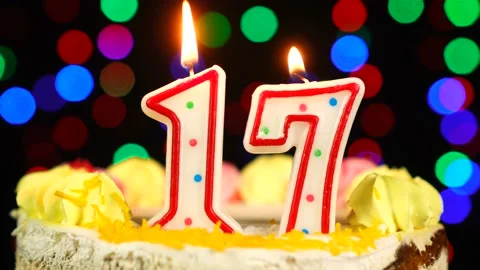 Number 17 Happy Birthday Cake With Burni... | Stock Video | Pond5