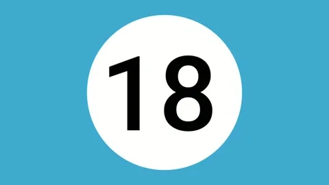 Number 18 cartoon animation on blue back... | Stock Video | Pond5