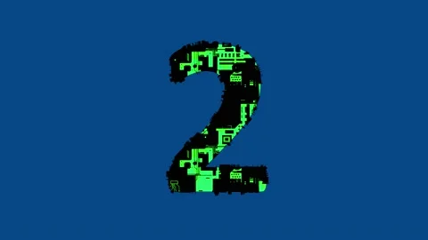 number 2 - futuristic cyberpunk font wit... | Stock Video | Pond5
