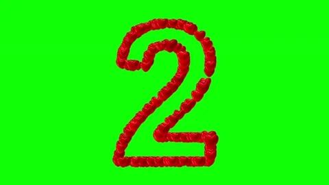 Number 2 with red hearts green screen mo... | Stock Video | Pond5