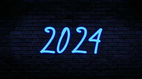 Number 2024 blue neon animation motion g... | Stock Video | Pond5