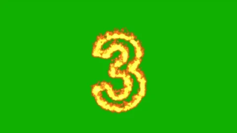 Number 3 with fire effect green screen m... | Stock Video | Pond5