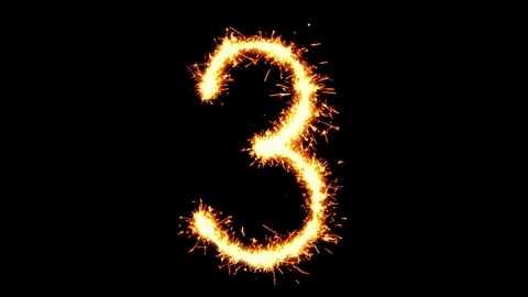 Number 3 Text Sparkler Glitter Sparks Fi... | Stock Video | Pond5