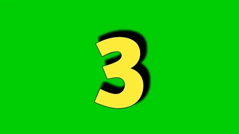 Number 3 three cartoon animation on gree... | Stock Video | Pond5