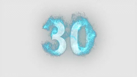 Number 30 in blue fire with alpha channe... | Stock Video | Pond5