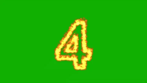 Number 4 with fire effect green screen m... | Stock Video | Pond5