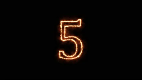 Number 5 fire. Animation on a black back... | Stock Video | Pond5