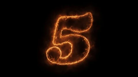 Number 5 Word Hot Animated Burning Reali... | Stock Video | Pond5