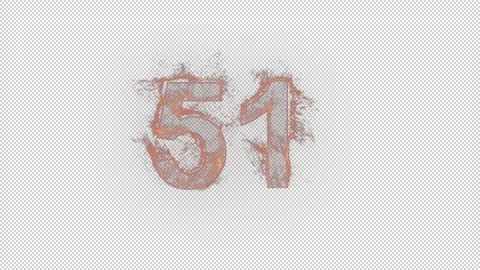 Number 51 on fire with alpha channel, nu... | Stock Video | Pond5