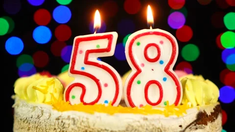 Number 58 Happy Birthday Cake With Burni... | Stock Video | Pond5