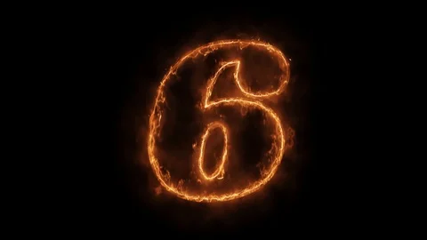 Number 6 Word Hot Animated Burning Reali... | Stock Video | Pond5