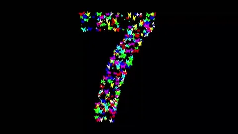 Number 7 with colorful butterflies on pl... | Stock Video | Pond5