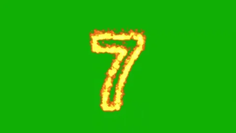 Number 7 with fire effect green screen m... | Stock Video | Pond5