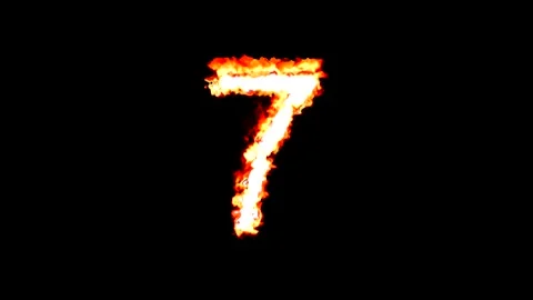 Number 7 with fire effect on plain black... | Stock Video | Pond5