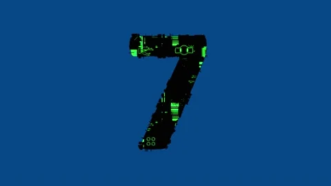 number 7 - technological cyberpunk font ... | Stock Video | Pond5