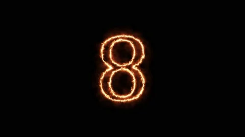 Number 8 fire. Animation on a black back... | Stock Video | Pond5