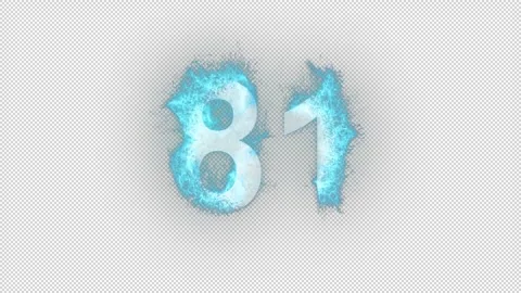 Number 81 in blue fire with alpha channe... | Stock Video | Pond5