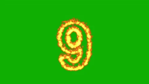 Number 9 with fire effect green screen m... | Stock Video | Pond5