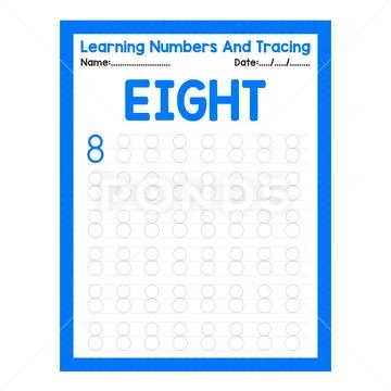 Number Eight Learning Number And Tracing: Graphic #295606205
