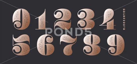 Number font. Classical french didot style, texture ~ Clip Art #144941695