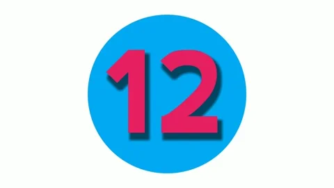 Number twelve 12 cartoon animation on wh... | Stock Video | Pond5