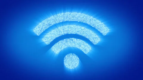 Numbers and symbols form a wi-fi icon on... | Stock Video | Pond5